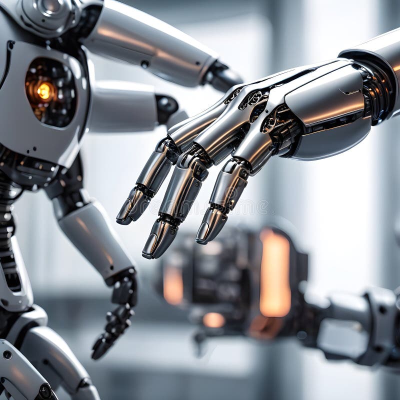 Detailed Silver Robotic Hands of an Android Stock Illustration ...