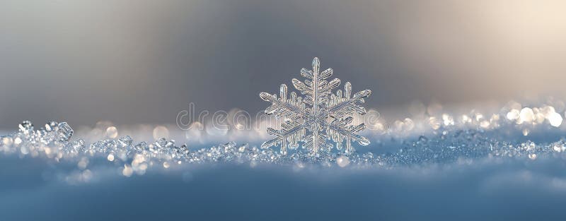 A Detailed Silver Snowflake Sits on a Bed of Snow Stock Photo - Image ...