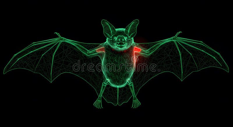Detailed Skeletal Anatomy of a Bat: X-Ray Style Visualization of ...