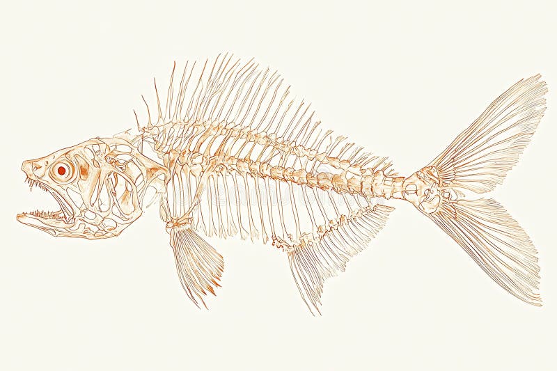 Detailed Skeletal Structure of a Fish Stock Illustration - Illustration ...