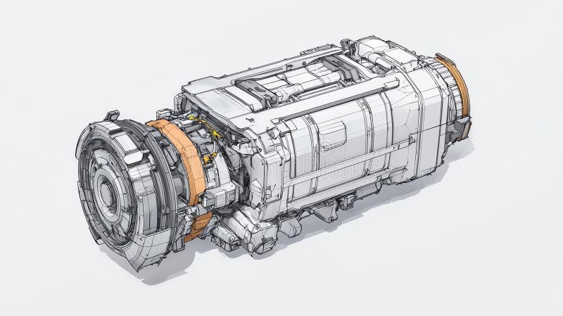 A Detailed Sketch of an Advanced Jet Engine Illustrating the Complex ...