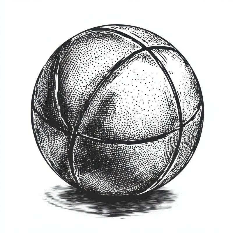 Detailed Sketch of a Basketball with Shading Effects Stock Illustration ...