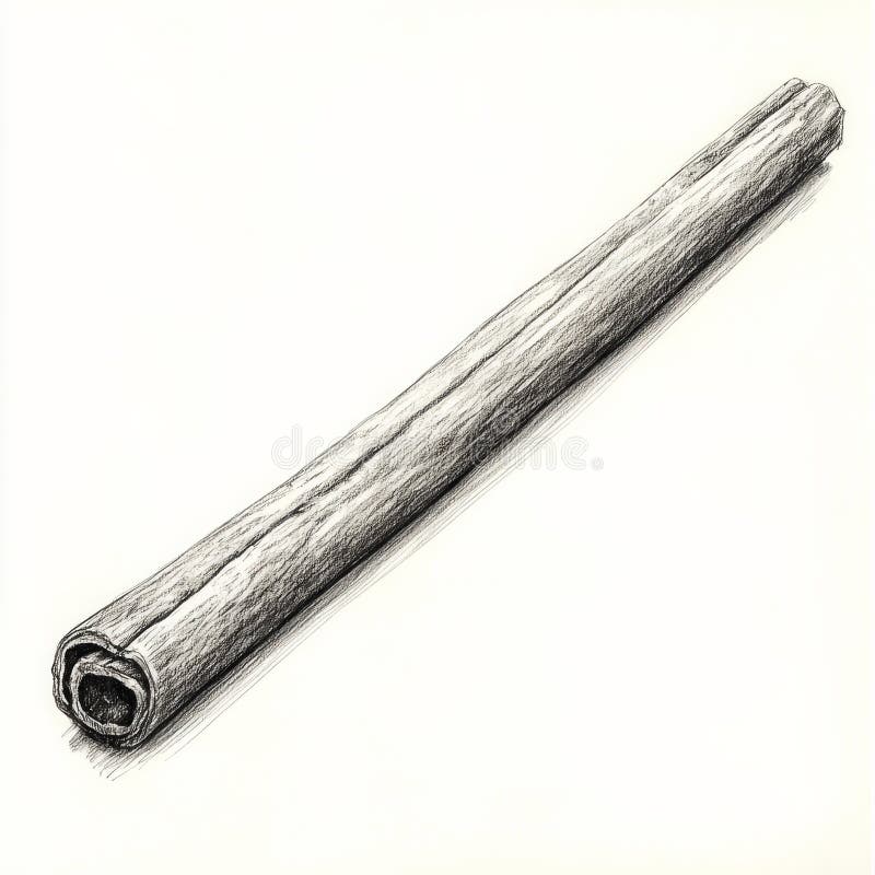 Detailed Sketch of Cinnamon Stick on White Background Stock Image ...