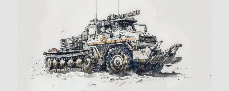 A Detailed Sketch of a Combat Engineer Vehicle, Featuring Its Mine ...
