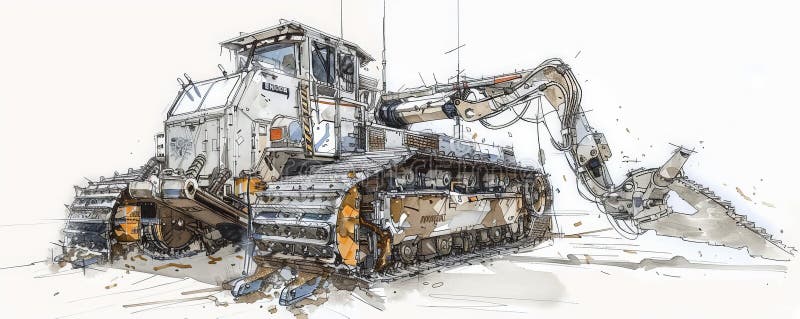 A Detailed Sketch of a Combat Engineer Vehicle, Featuring Its Mine ...
