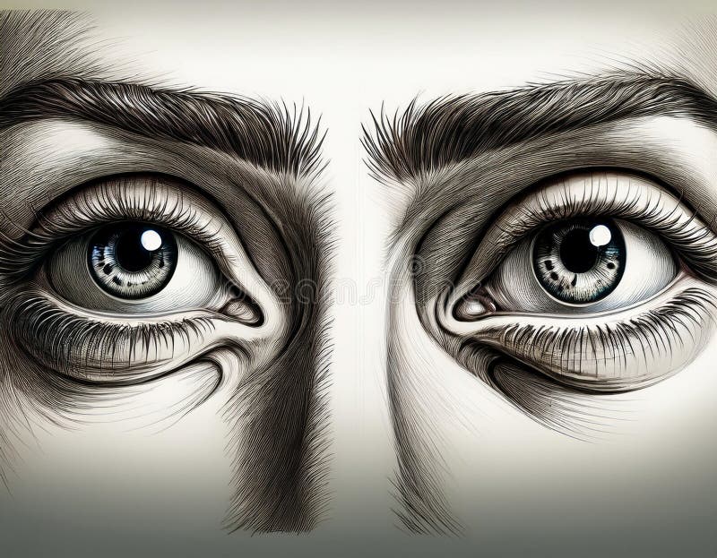 A Detailed Sketch of Different Human Eye Expressions, Capturing a Range ...