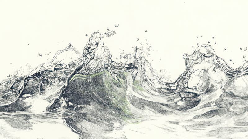 A Detailed Sketch of Dynamic Water Waves, Capturing Movement and ...