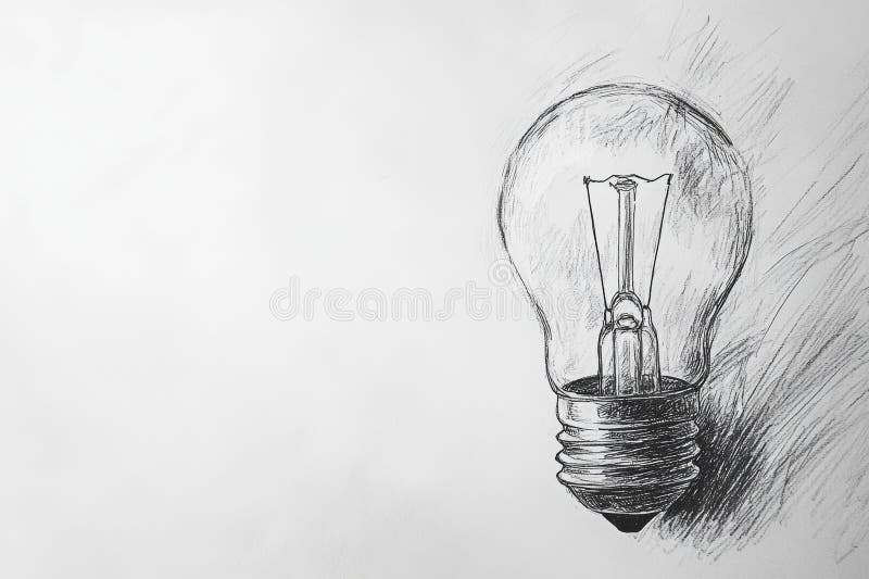Detailed Sketch of a Light Bulb in Bottom Corner of the Image Stock ...
