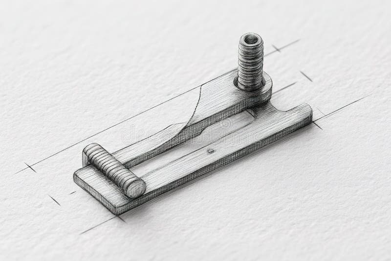 Detailed Sketch of a Mechanical Clamp Component Designed for Precision ...