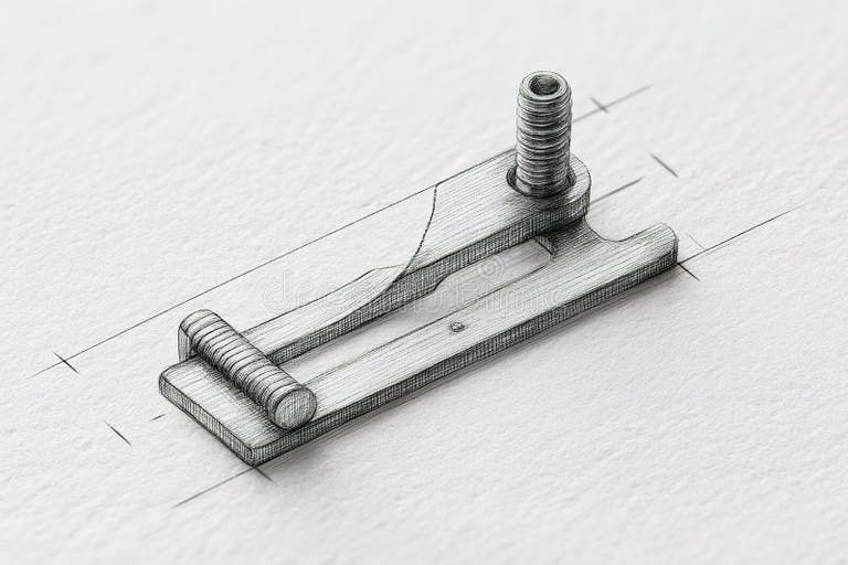 Detailed Sketch of a Mechanical Clamp Component Designed for Precision ...