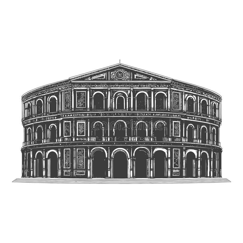 Grand Ancient Roman Amphitheater Architectural Drawing, Detailed ...