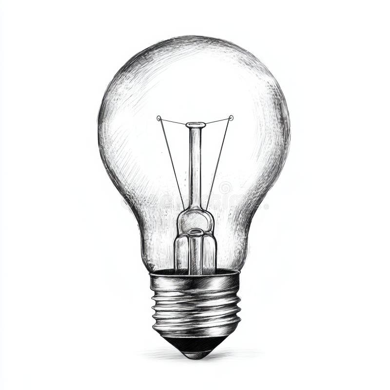 Detailed Sketch of a Vintage Light Bulb Design Stock Illustration ...