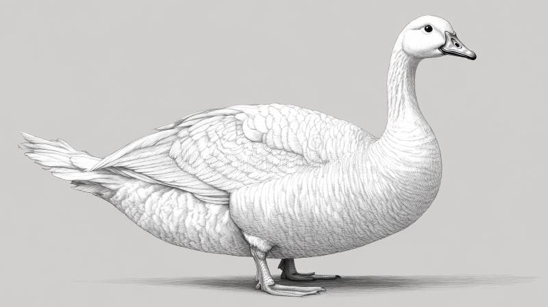 Detailed Sketch of a White Duck Generative AI Stock Illustration ...