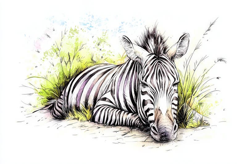 A Detailed Sketch of a Zebra, Highlighting Its Unique Stripes and ...