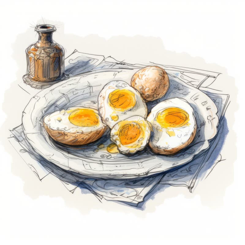 Detailed Sketching of Fried Eggs: a Rusticcore Delight Stock Photo ...