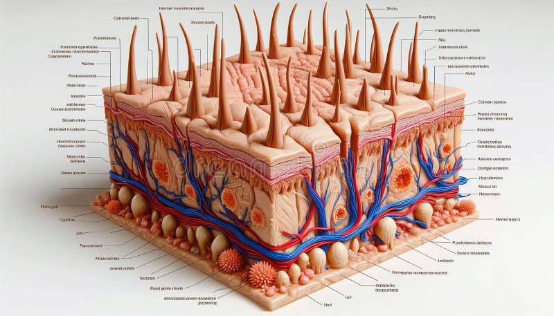 Detailed Skin Structure Model with Labels Stock Illustration ...