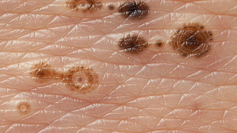 Detailed Skin Surface Featuring Moles and Spots Emphasizing Dermal ...