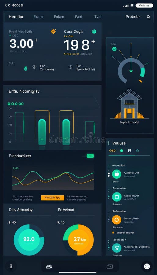 Smart Home Dashboard Displaying Energy Use and Savings with User ...