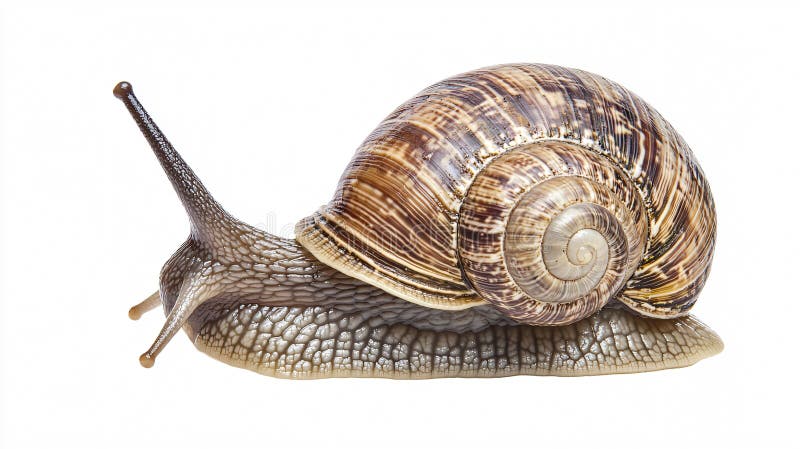 Detailed Snail with Soft Body Isolated on White Background Stock Image ...