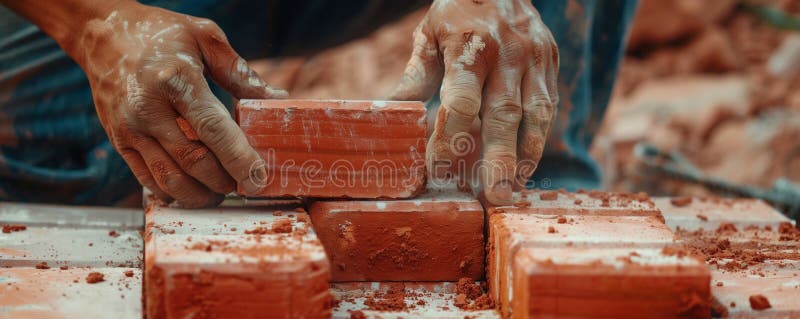 Bricklayer Aligning Bricks on a Smooth Surface Stock Photo - Image of ...
