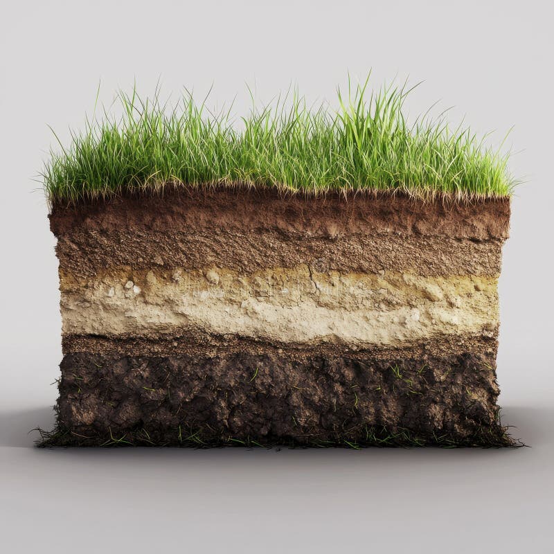 Detailed Soil Layer with Grass and Various Earth Tones and Textures ...