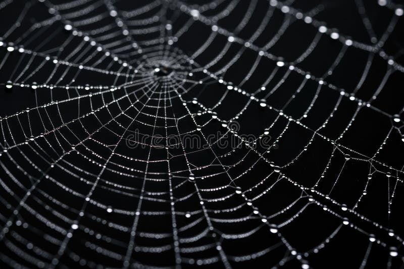 A Detailed Spider Web Shimmering with Droplets of Water, Intricate ...