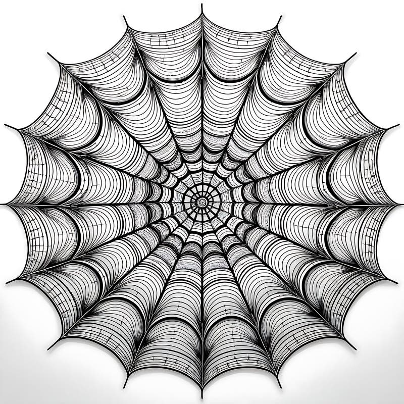 A Detailed Spider Web Silhouette Showcasing Intricate Threads Extending ...
