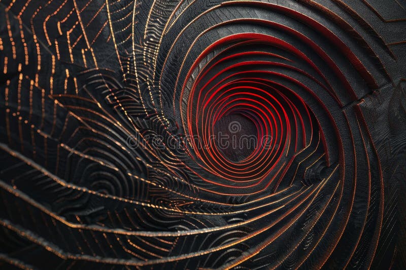 A Detailed Spiral Pattern in Black and Red Colors Against a Black ...