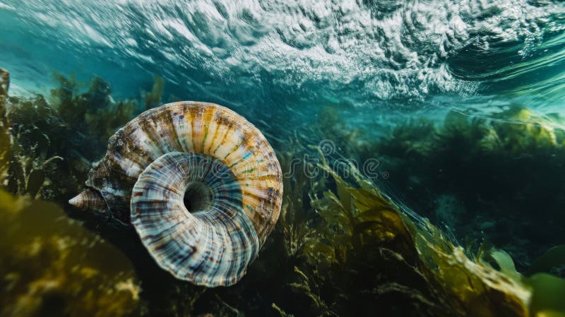 Detailed Spiral Seashell on Ocean Floor Stock Illustration ...