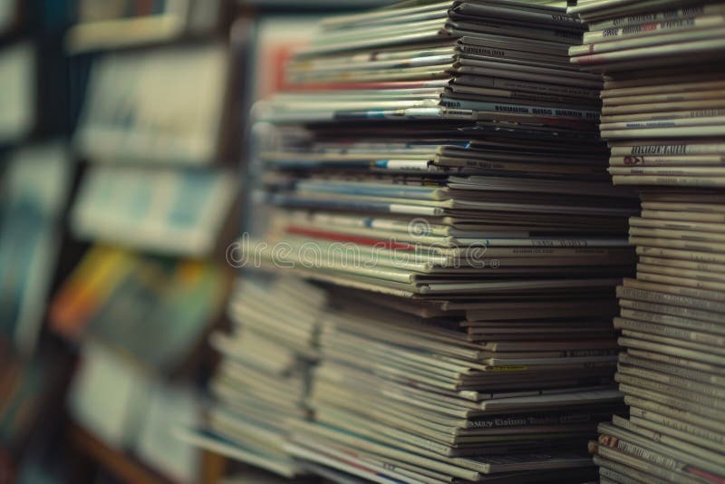 Detailed Stack of Assorted Magazines Stock Illustration - Illustration ...