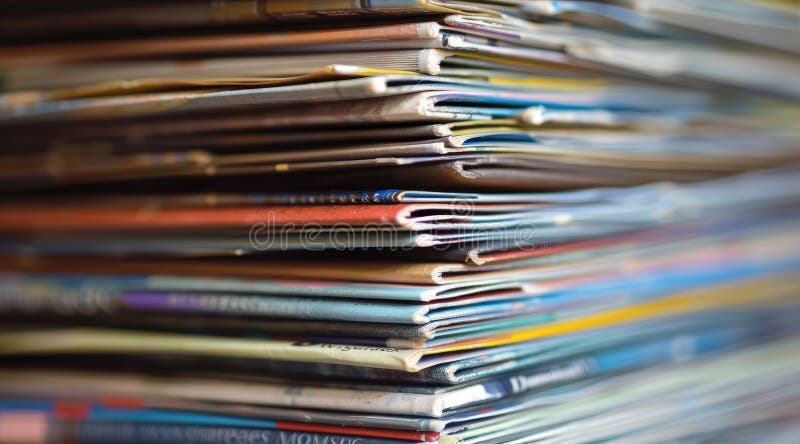 Detailed Stack of Assorted Magazines Stock Illustration - Illustration ...