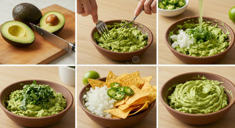 Making Guacamole: a Step-by-Step Recipe Guide with Vibrant Colors and ...