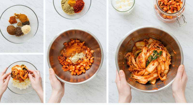 Making Kimchi: a Step-by-Step Guide with Detailed Images Stock ...