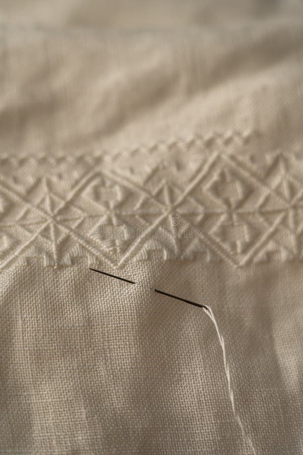 Detailed Stitching Creates Intricate Patterns on Fabric Stock Photo ...