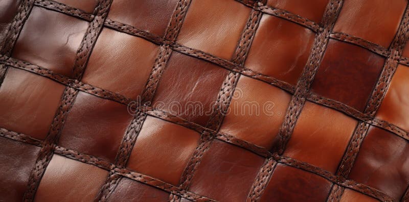 Detailed Stitching and Rich Texture on Brown Leather Paneling. Stock ...