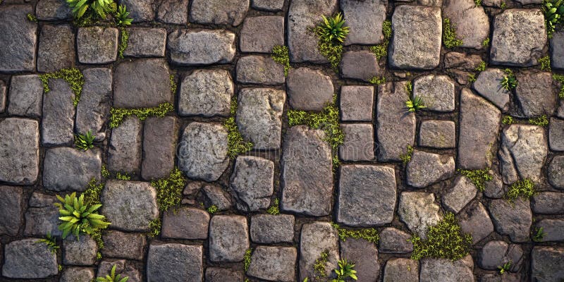 Detailed Stone Cobblestone Path Texture with Moss High Quality Image ...