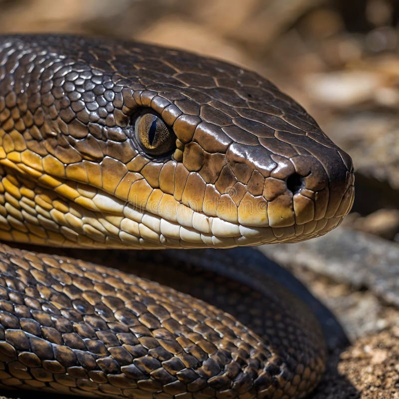 Close-up of Taipan S Head Highlighting Sharp Eyes, Distinctive Scales ...