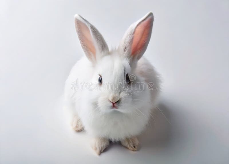 A Detailed Studio Shot of a White Rabbit Isolated Against a Pristine ...