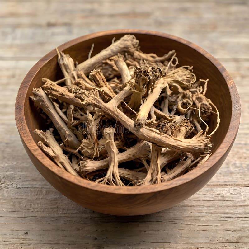 A Detailed Study of Dried Ginger Root in a Wooden Bowl, Featuring ...