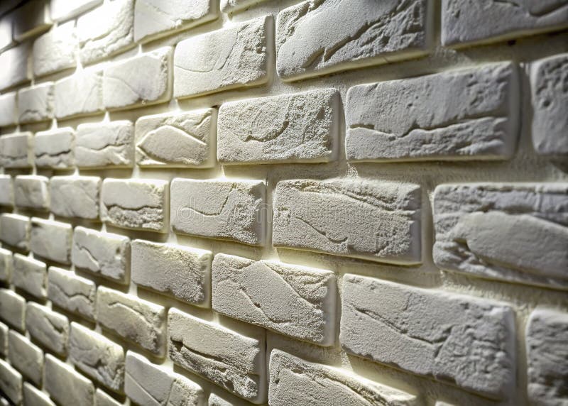 A Detailed Study of a White Brick Wall Under Dim Lighting a CloseUp ...