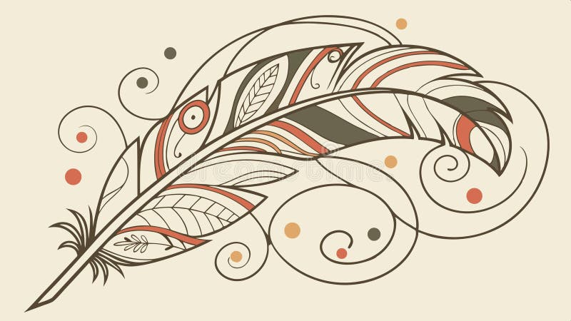 Detailed Stylized Decorative Feather, Nature Design Element ...
