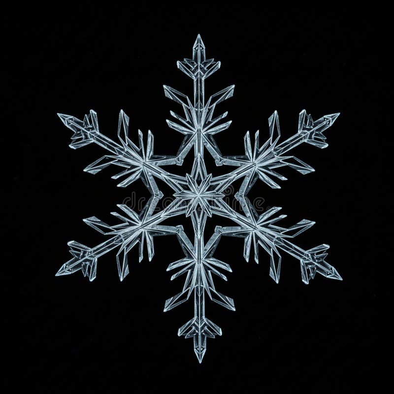 A Detailed, Symmetrical Snowflake with Sharp, Angular Branches is Set ...