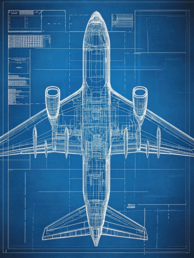 Detailed Technical Blueprint of an Airplane Showcasing Design and ...