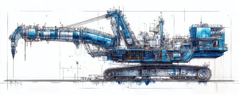 Detailed Technical Blueprint of a Complex Offshore Drilling Rig Design ...