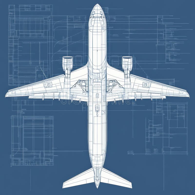 Detailed Technical Blueprints of an Airplane Showcasing Design Elements ...