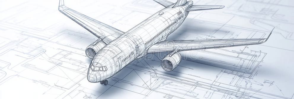 Detailed Technical Blueprints Illustrating the Design of an Aircraft ...
