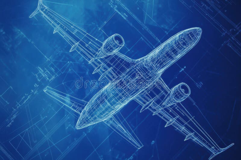 Blueprint of an Airplane Showcasing Detailed Design and Measurements in ...