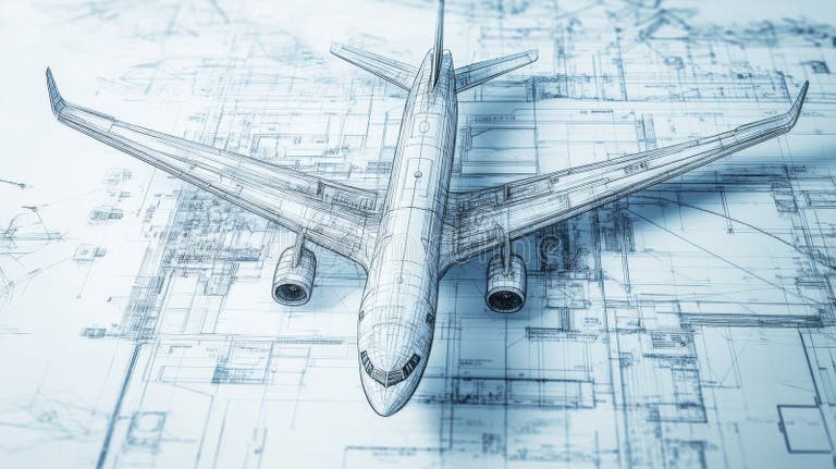 Detailed Technical Blueprints Showcasing Airplane Design with Annotated ...