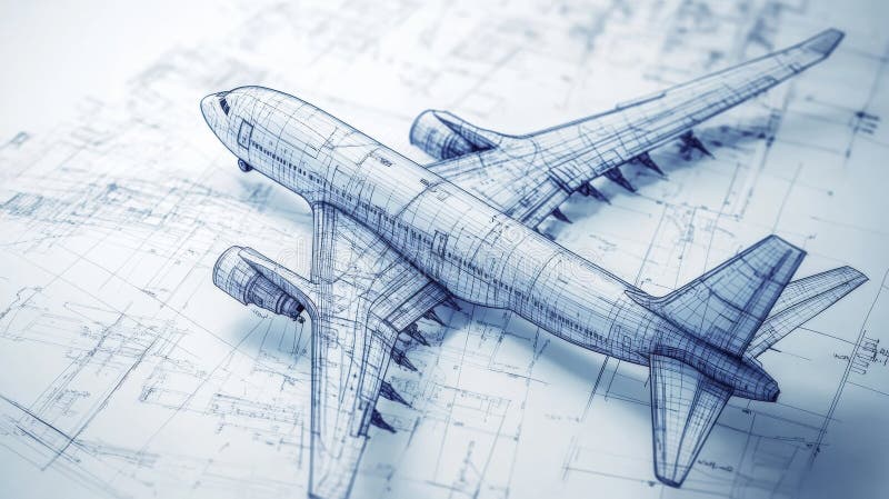 Detailed Technical Blueprints Showcasing Airplane Design and ...