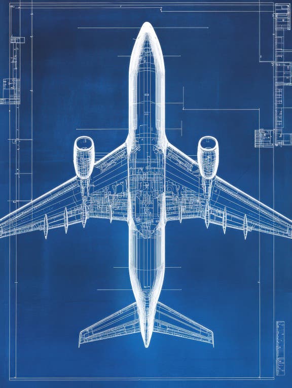Detailed Technical Blueprints Showcasing Airplane Design and Structural ...